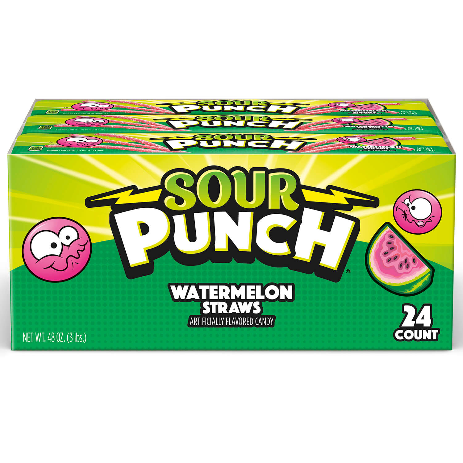 Sour Punch Watermelon Straws 24 Pack 2oz Bags